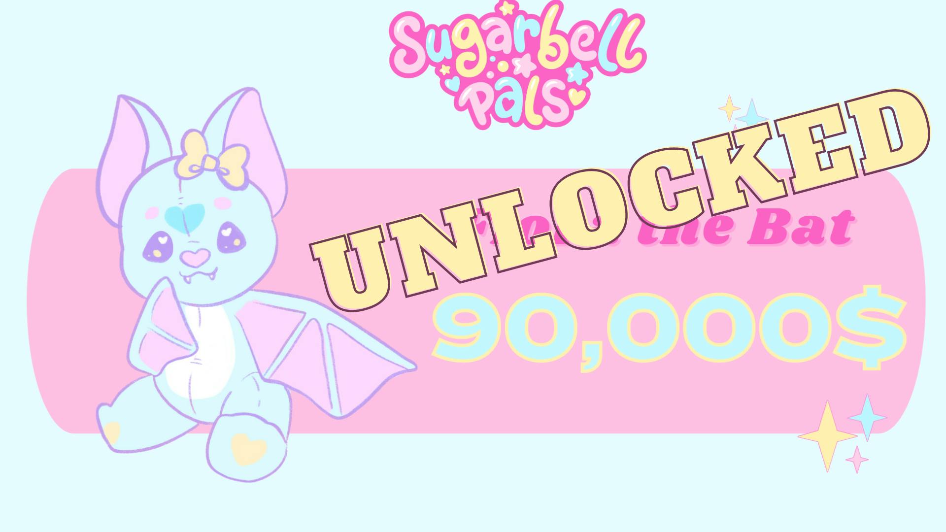 My emotional support Sugarbell Pals Project Update: Flora the bat is now UNLOCKED - BackerKit