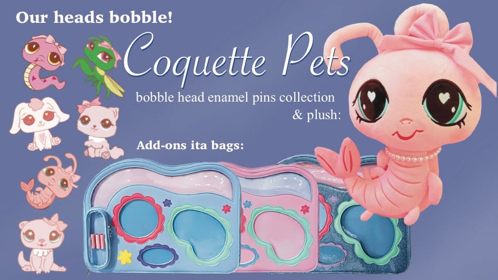 Coquette Pets: a bobble head enamel pins collection & plush - BackerKit