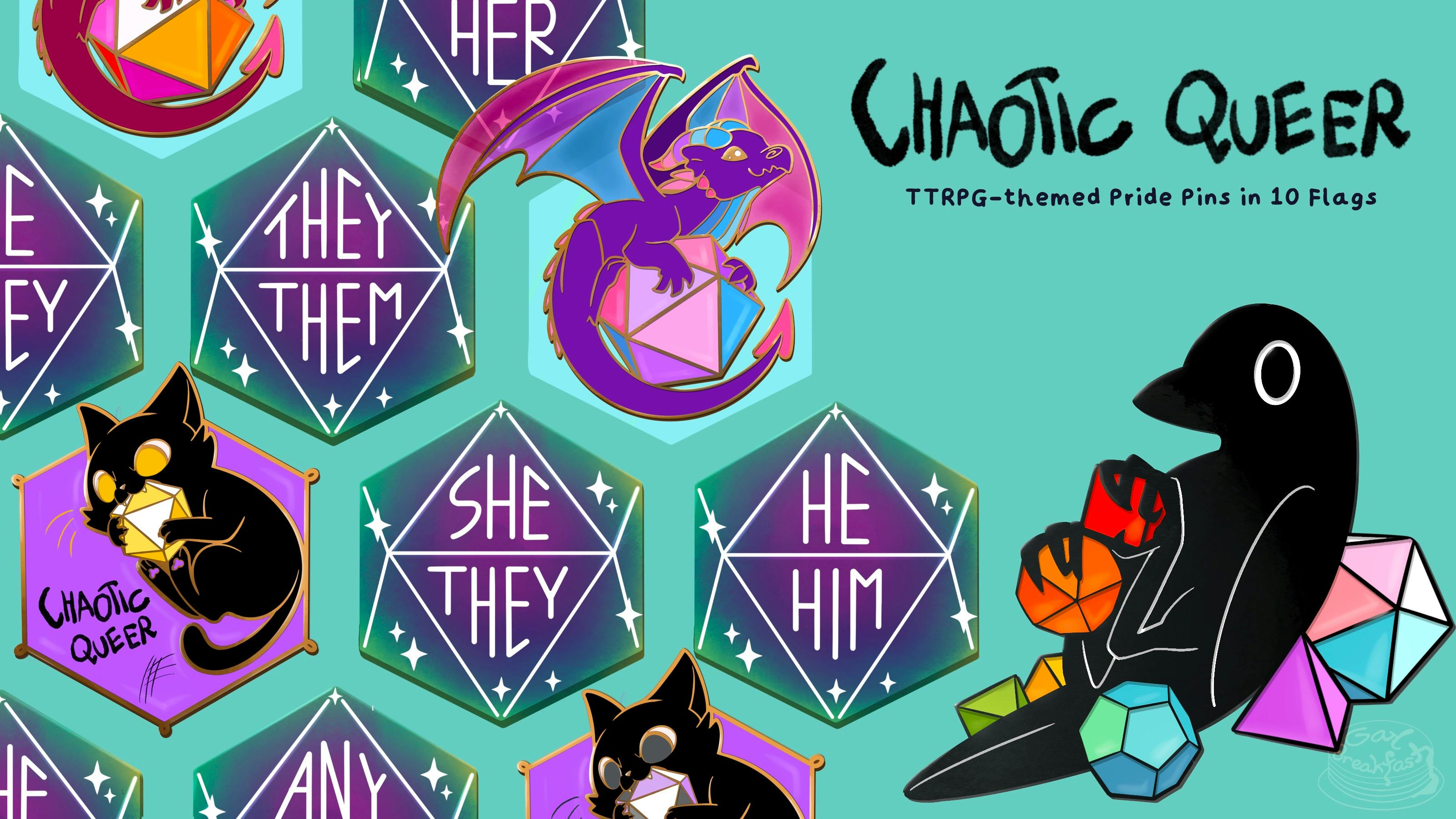 Chaotic Queer-- Pride Pins inspired by TTRPGs - BackerKit