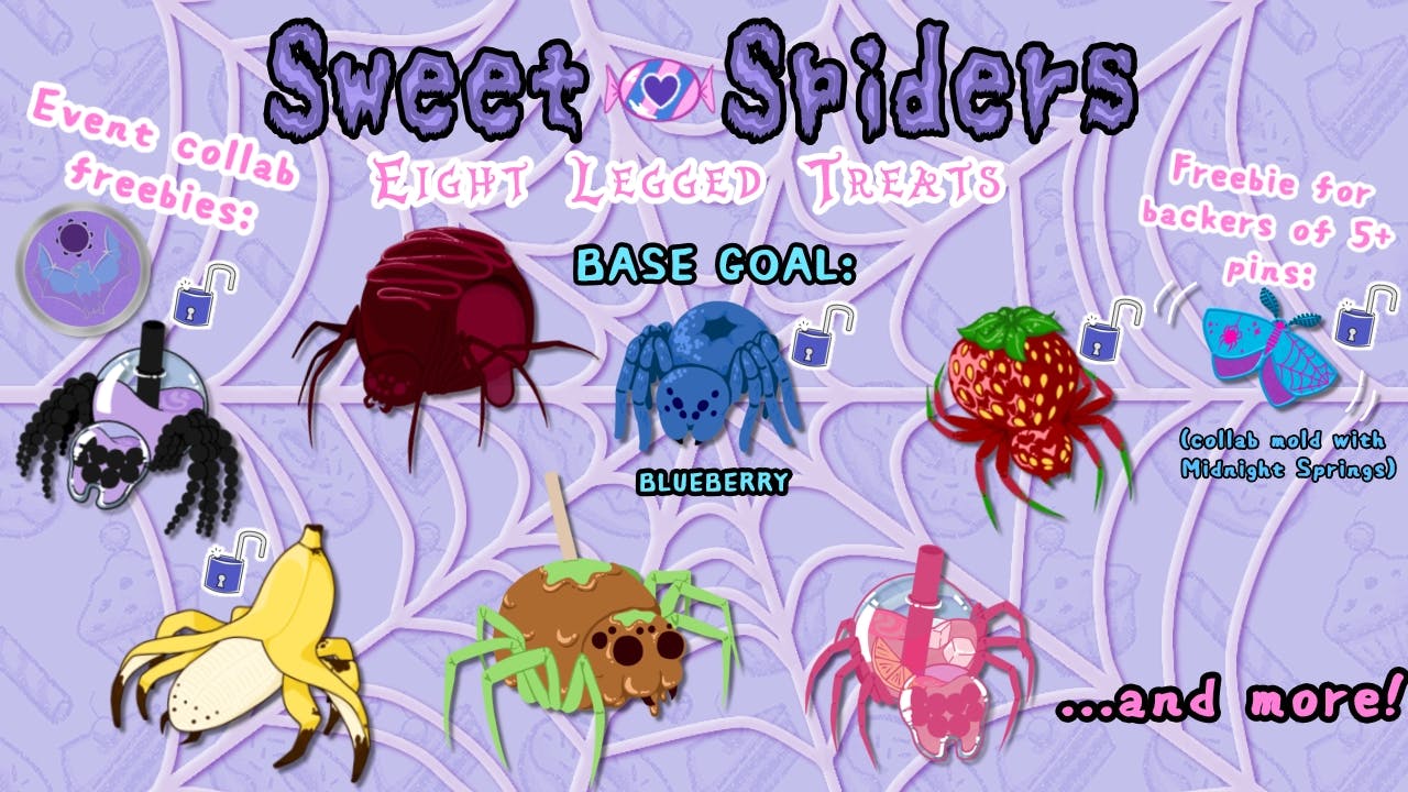 Poll: Options for the 5+ pin pledge freebie moth - Sweet Spiders: Eight ...