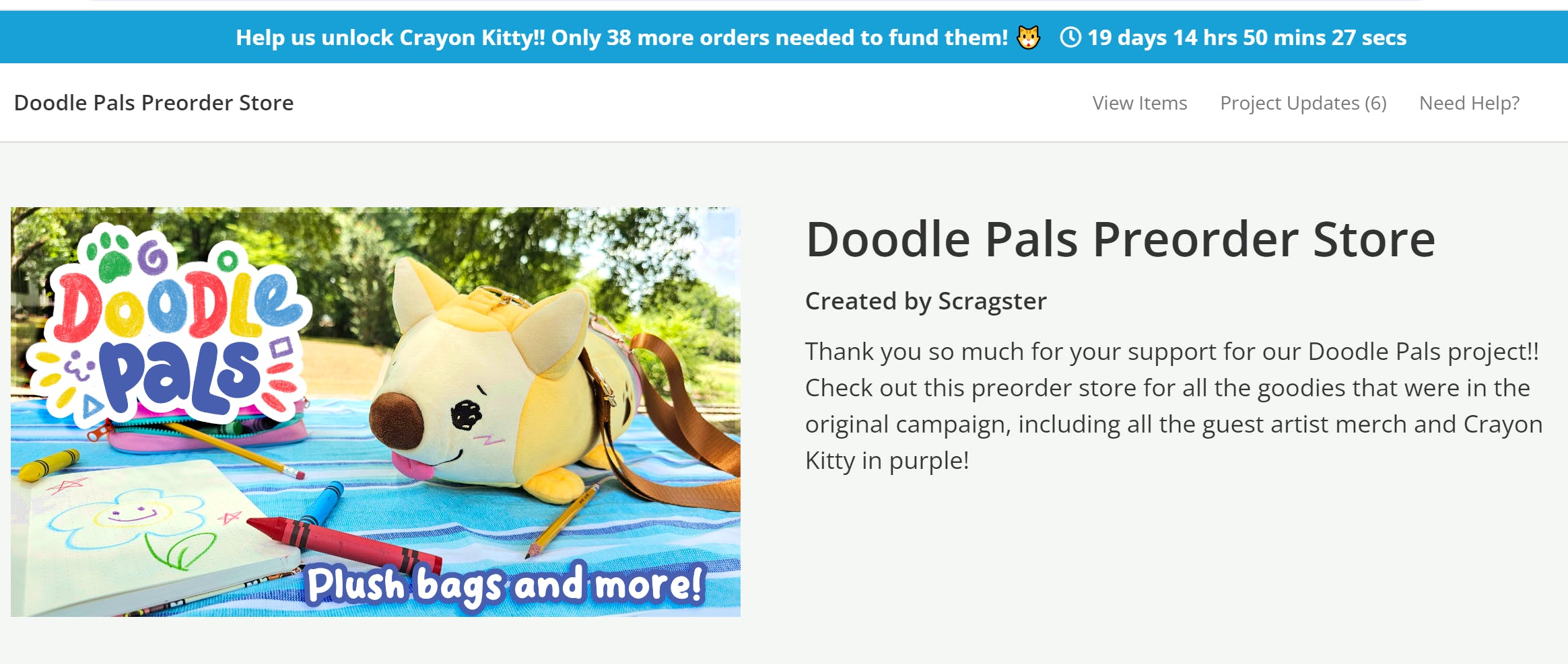 Doodle Pals Plush Bags Updates - BackerKit