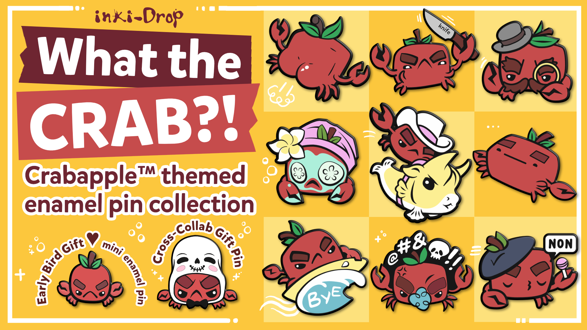 What the CRAB?! Salty Crabapple-themed enamel pins - BackerKit