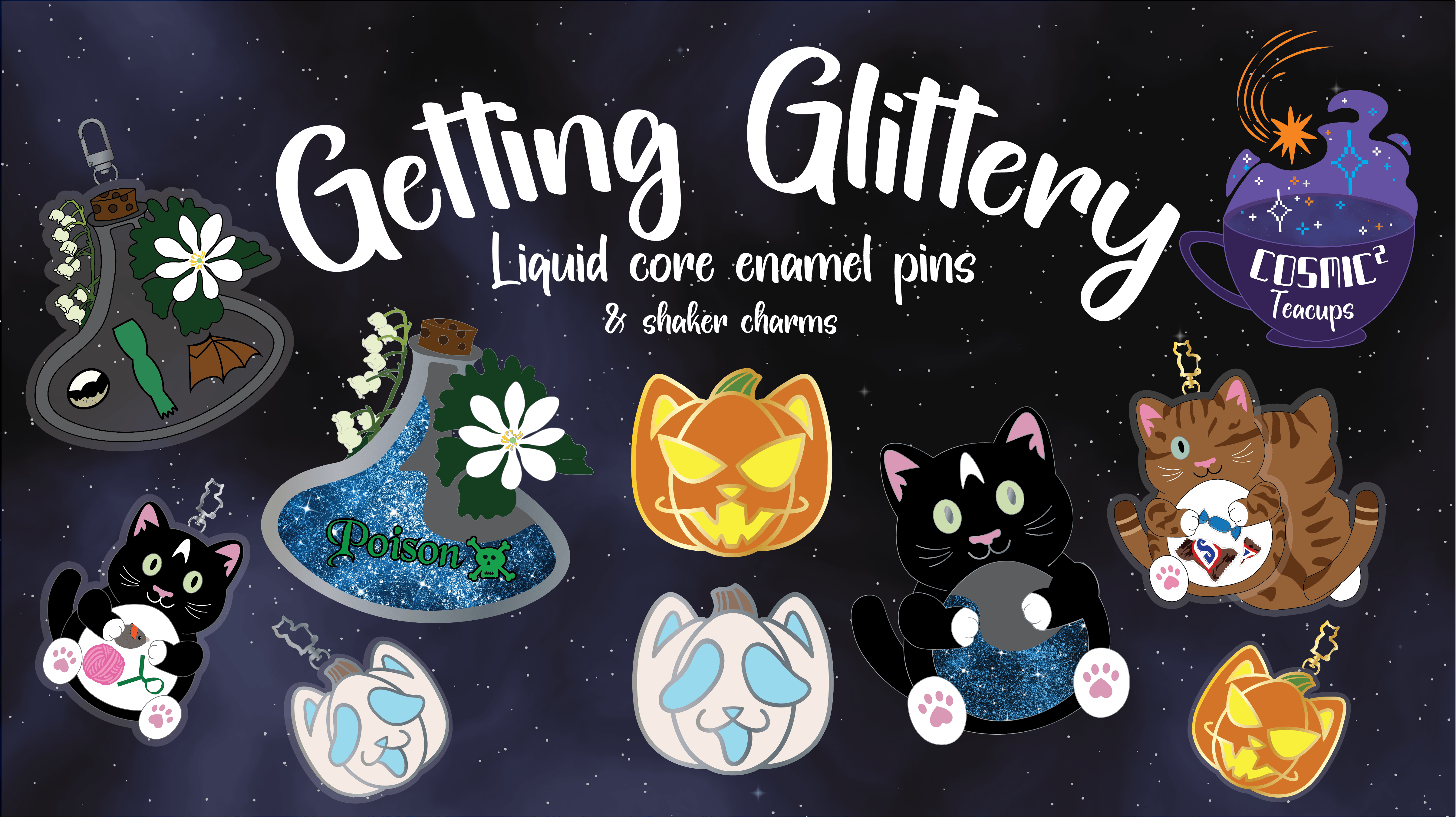 Pintober Getting Glittery - Shaker Enamel Pins - BackerKit