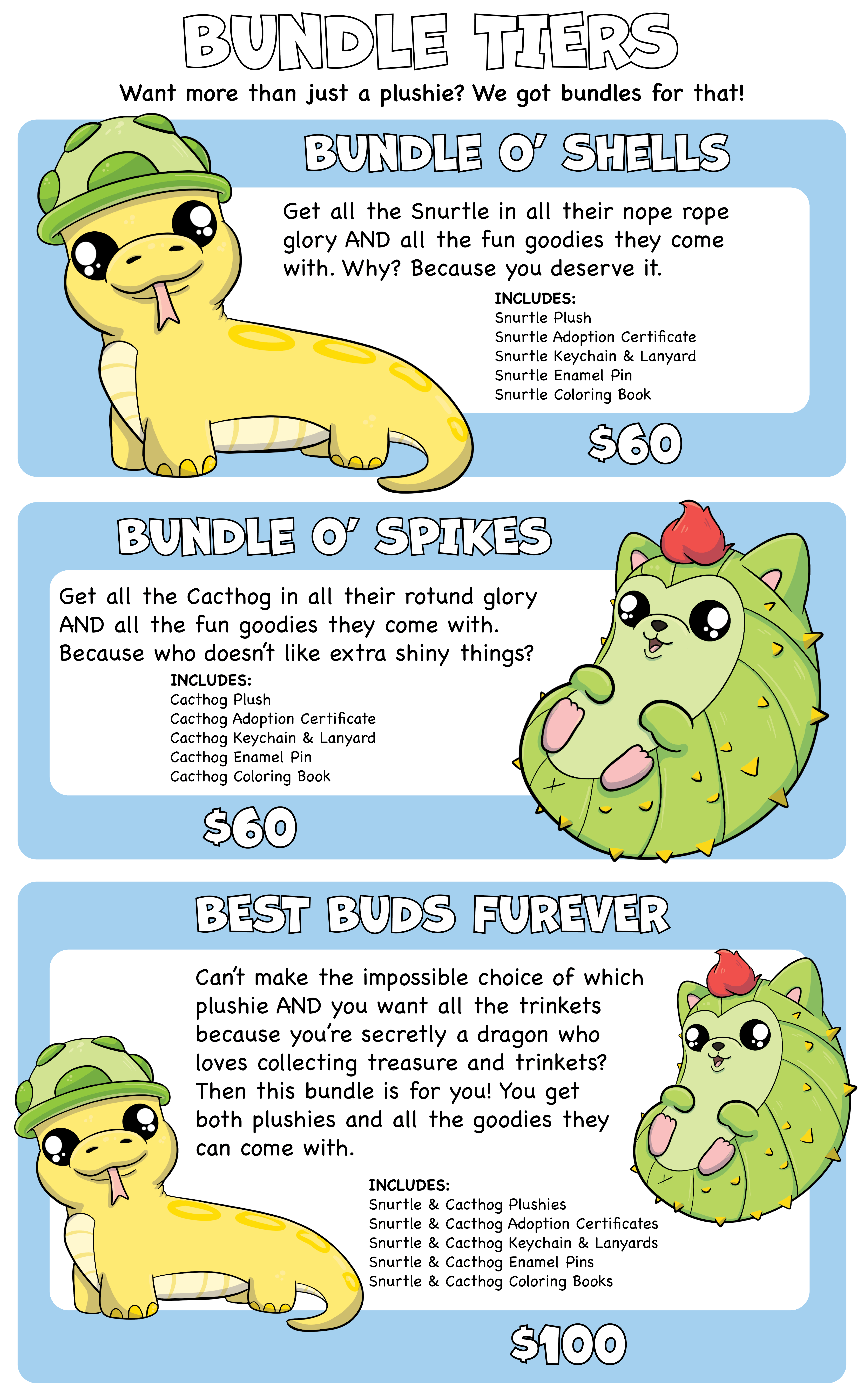 Snurtle (snake/turtle) & Cacthog (cactus/hedgehog) Plushies - BackerKit