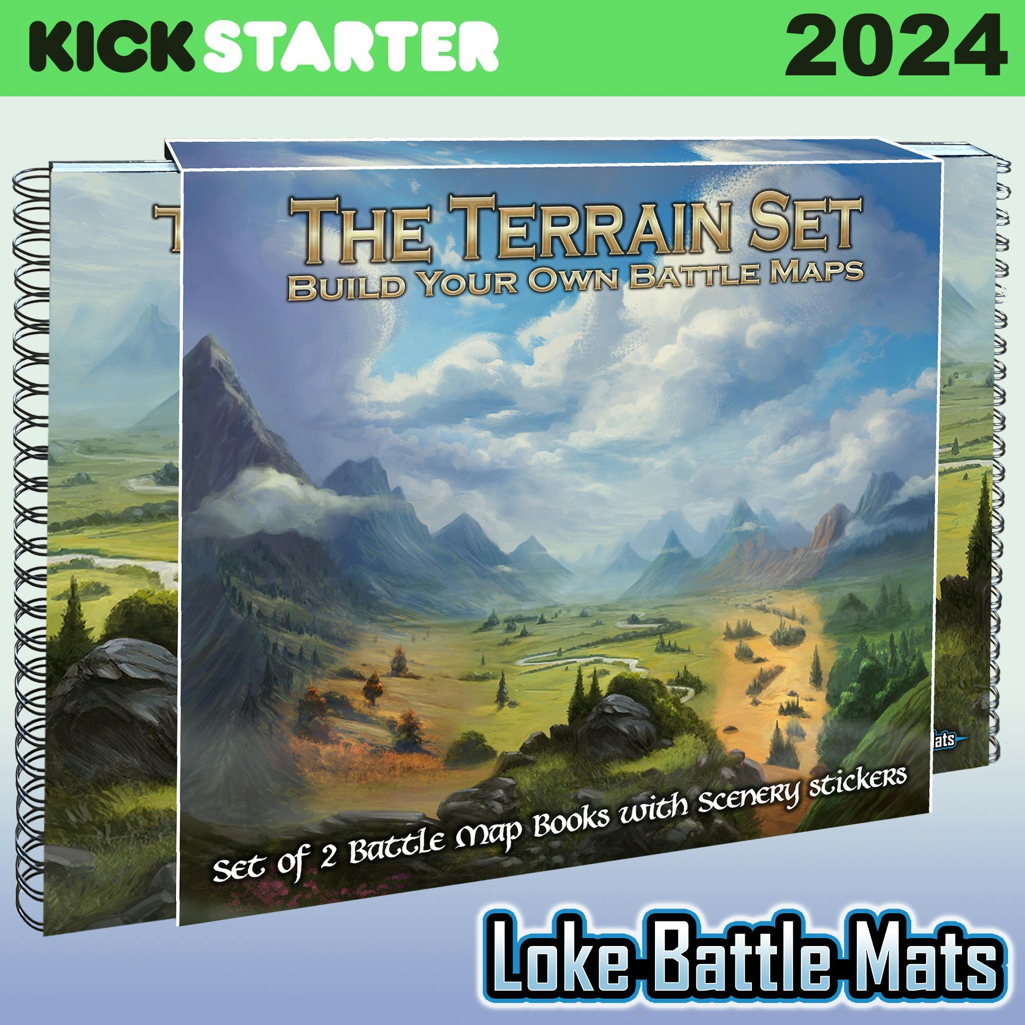Get Ready for The Terrain Set - 2 RPG battle map books with scenery decals
