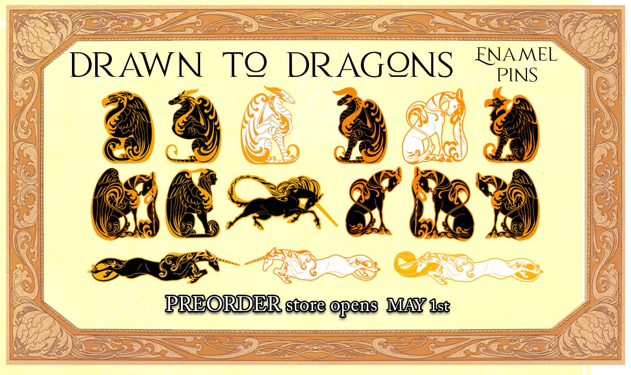 Drawn to Dragons Anthology Enamel Pins - Griffins, Dragons, Unicorns, Oh My! - BackerKit