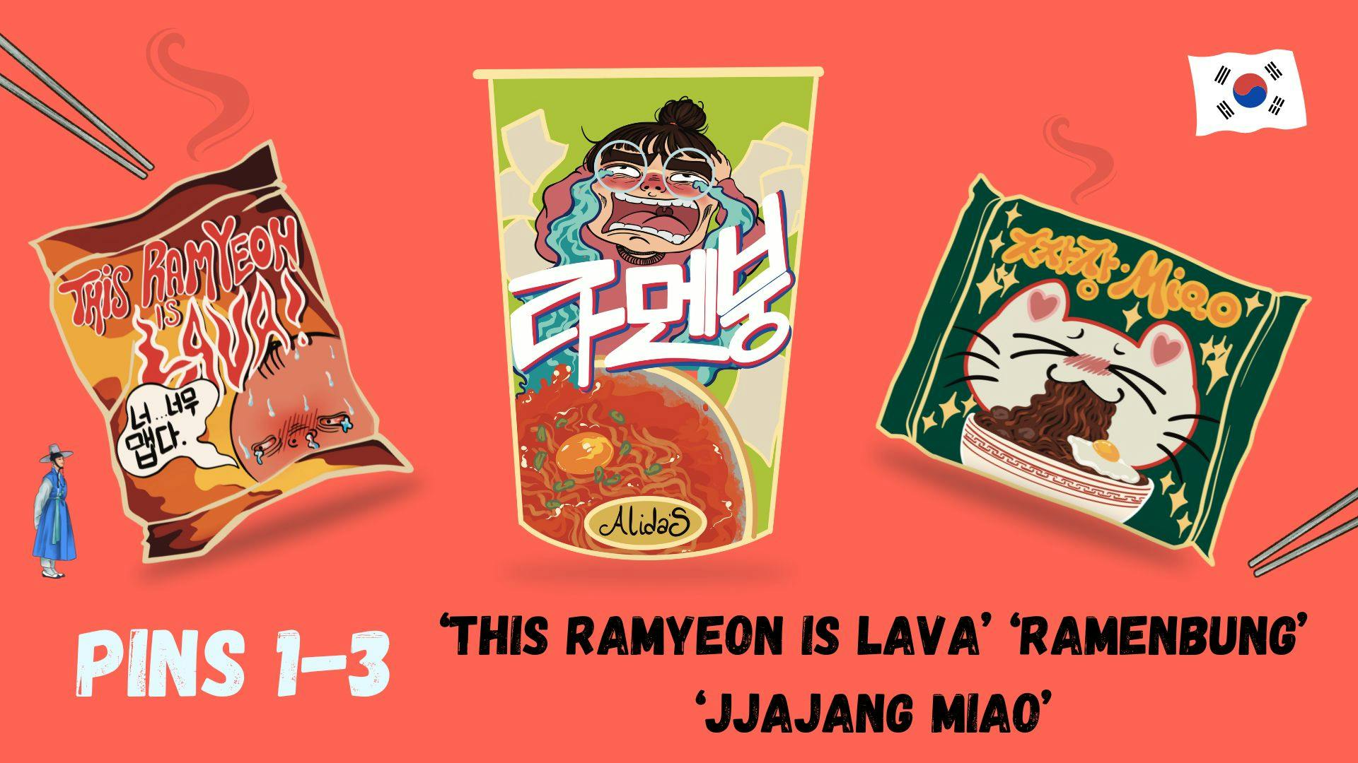'Not My Cup of Ramyeon' Enamel Pin Set - BackerKit