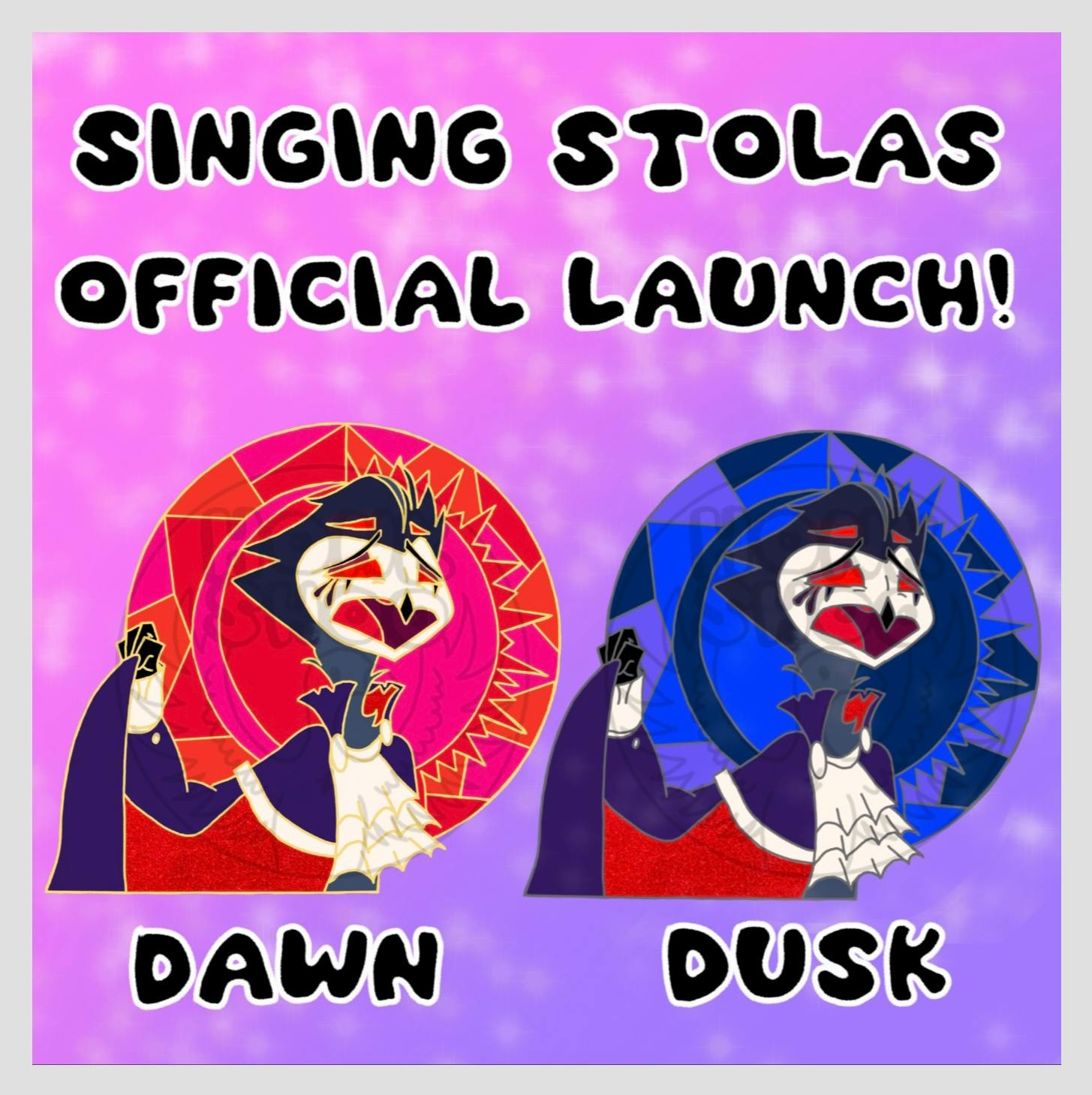 Launch Party | Singing Stolas - Jumbo Stained Glass Helluva Boss Pin ...