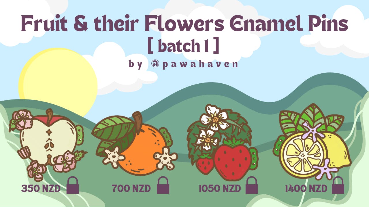 Fruits & their Flowers [Batch 1/6] - the endless fruit enamel pin ...