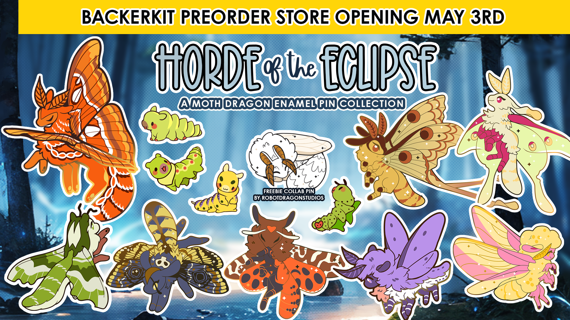 Horde of the Eclipse ~ Moth Dragon Pin Series - BackerKit