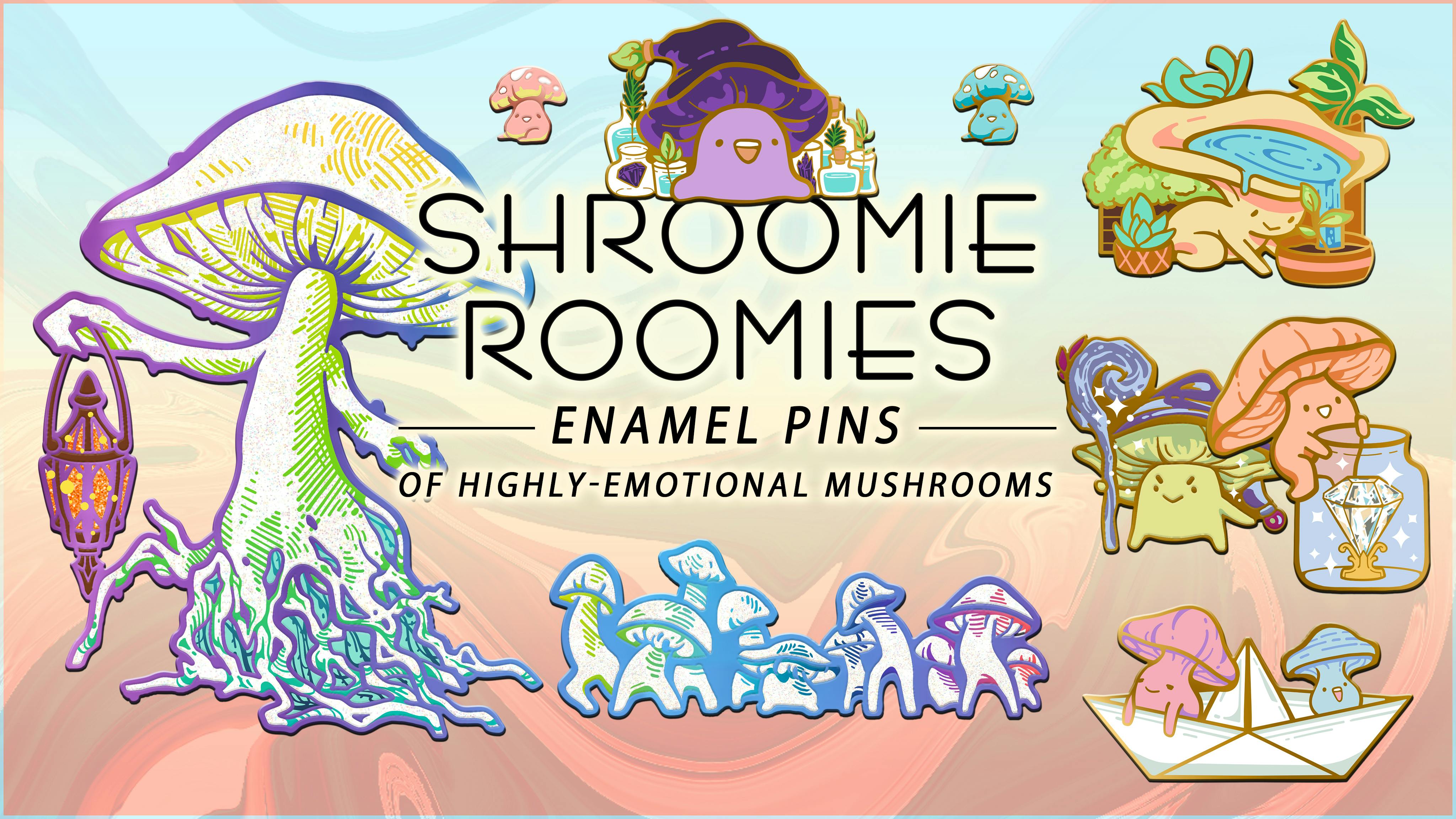 Shroomie Roomies - Mini Mushroom Enamel Pins - BackerKit