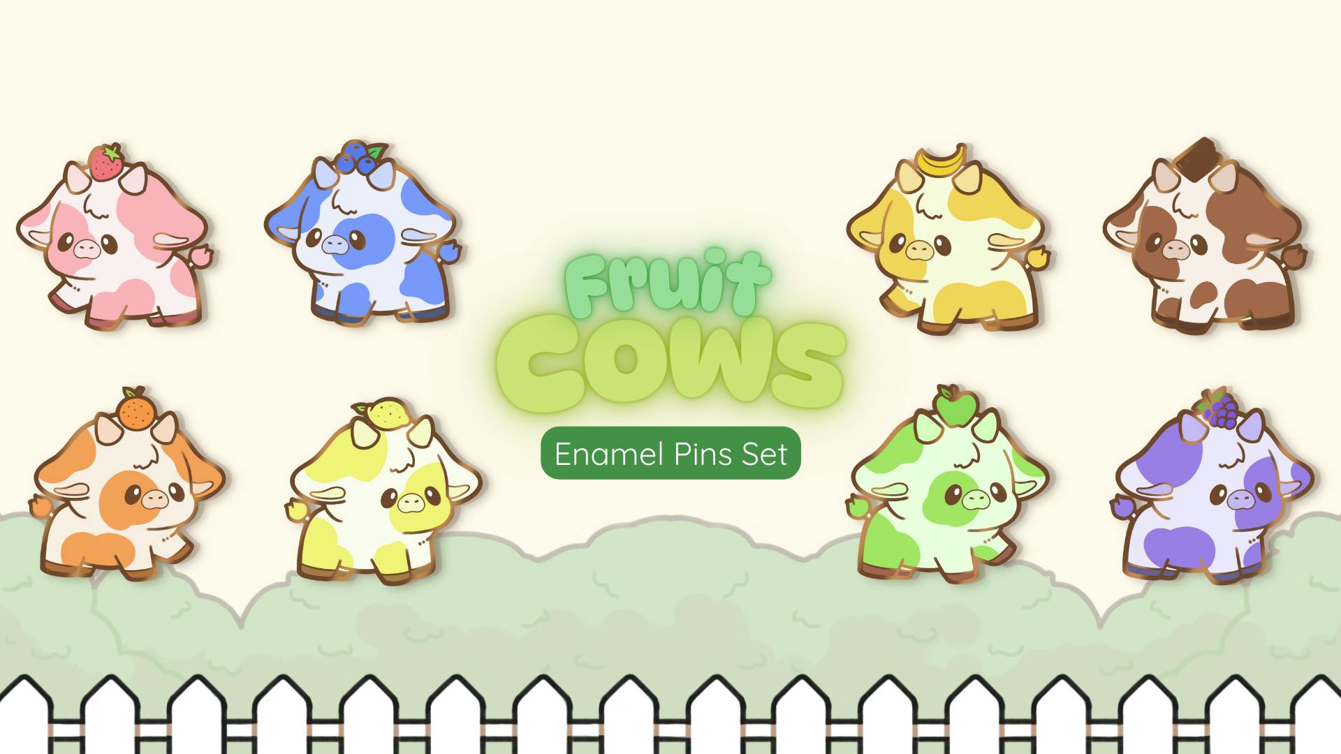 Launch Party | Cute Fruit Cows - Enamel Pins Collection - BackerKit