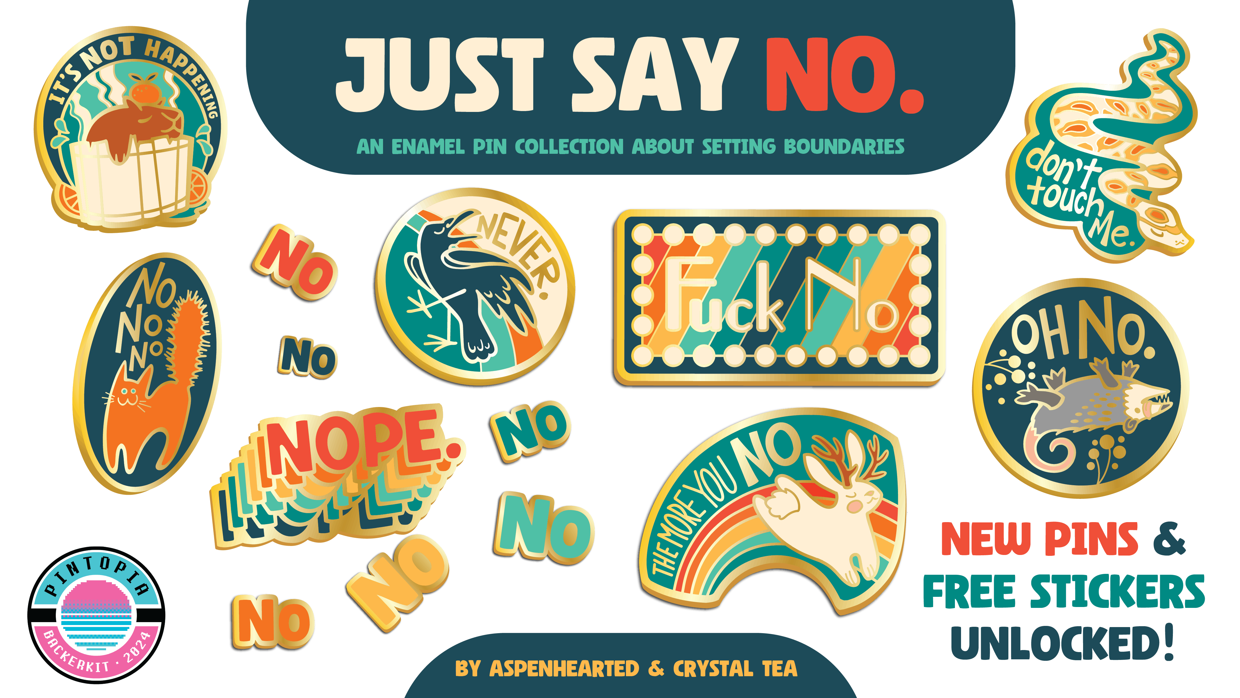 Just Say No: Enamel pins about setting boundaries - BackerKit