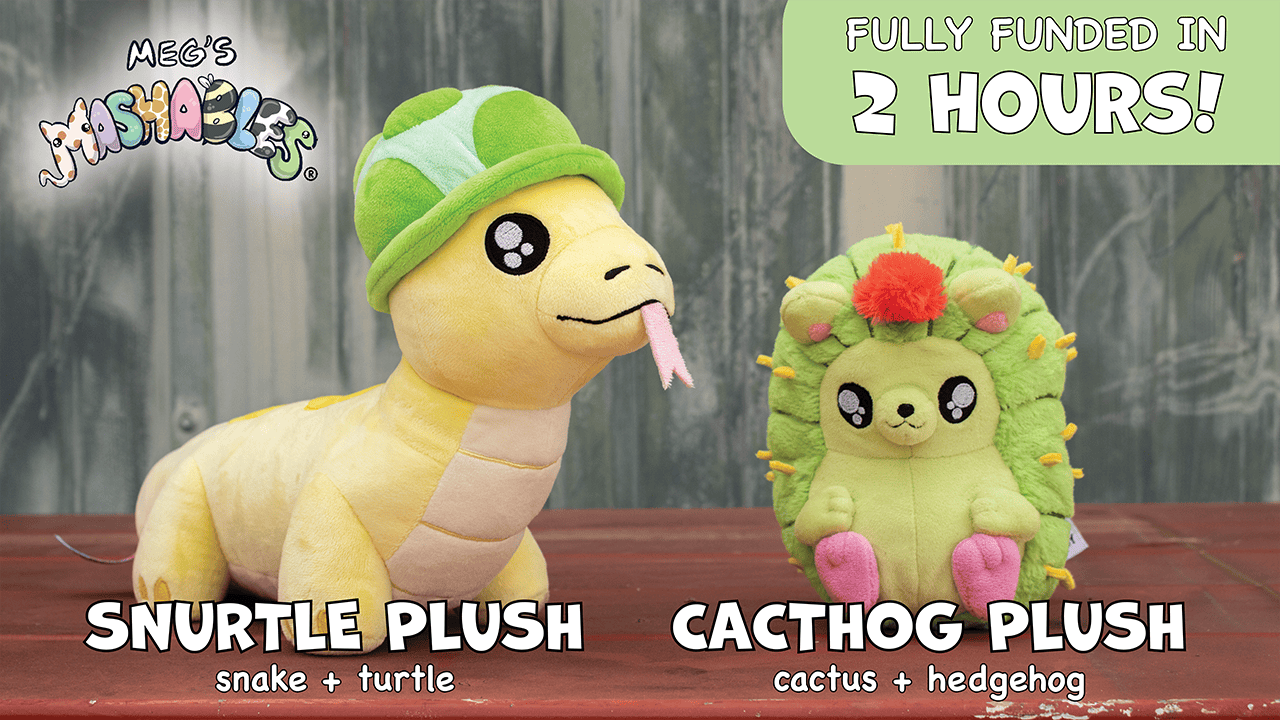 Snurtle (snake/turtle) & Cacthog (cactus/hedgehog) Plushies - BackerKit