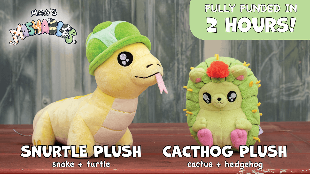 Snurtle (snake/turtle) & Cacthog (cactus/hedgehog) Plushies - BackerKit